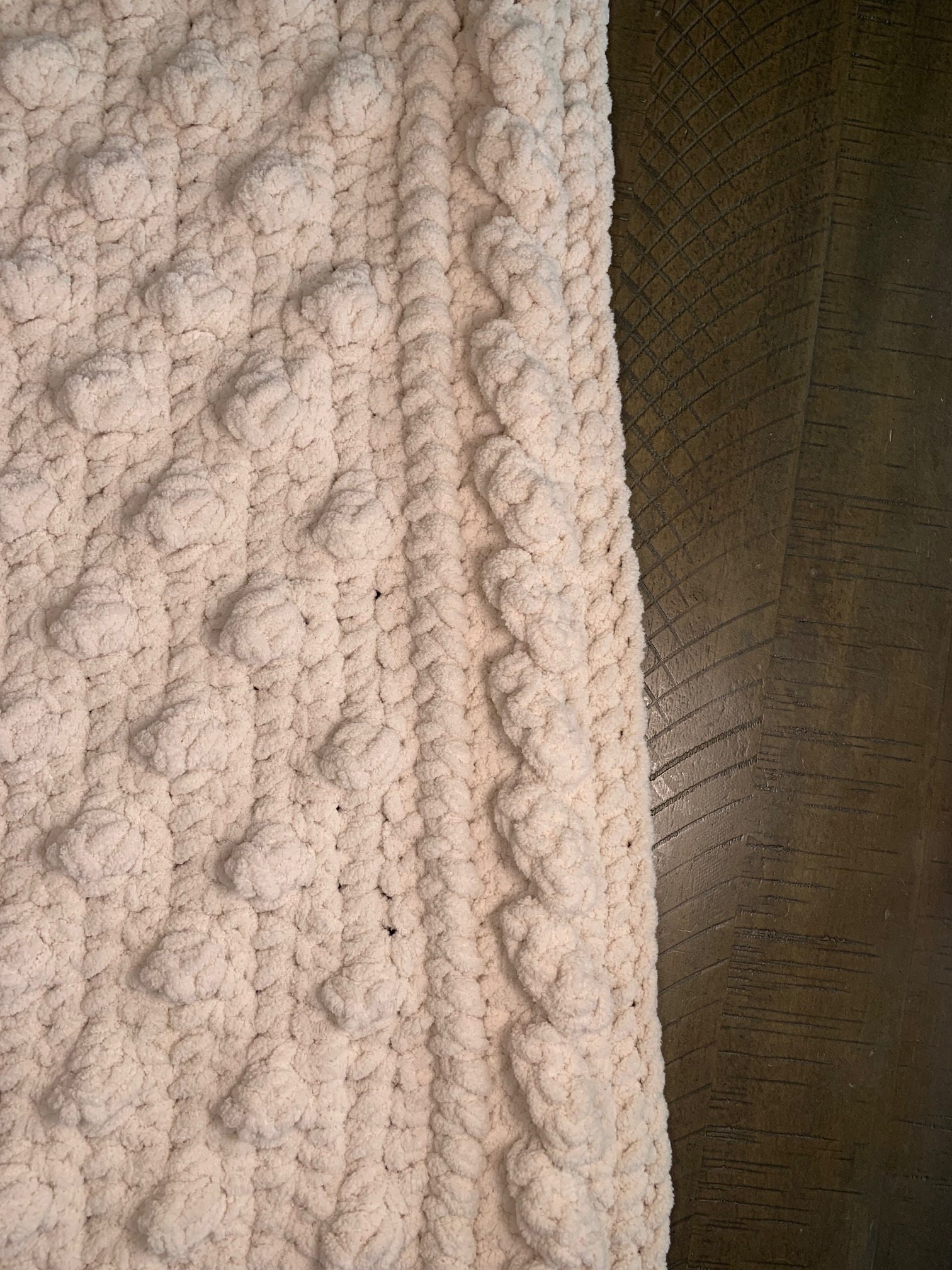 Thick Crochet Blanket Handmade Cozy Chenille Afghan Diamonds,popcorn ...