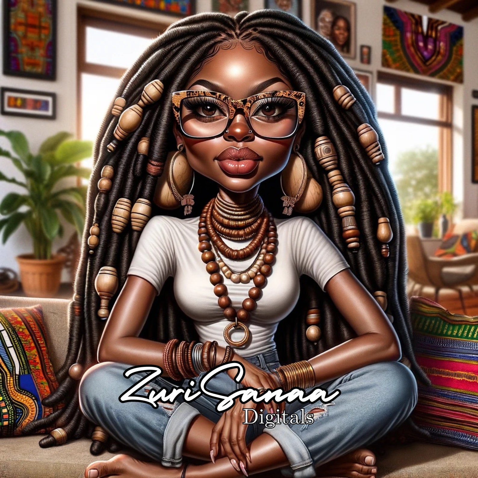 Extreme Caricature Black Woman PNG - Perfect for Print on Demand|high ...