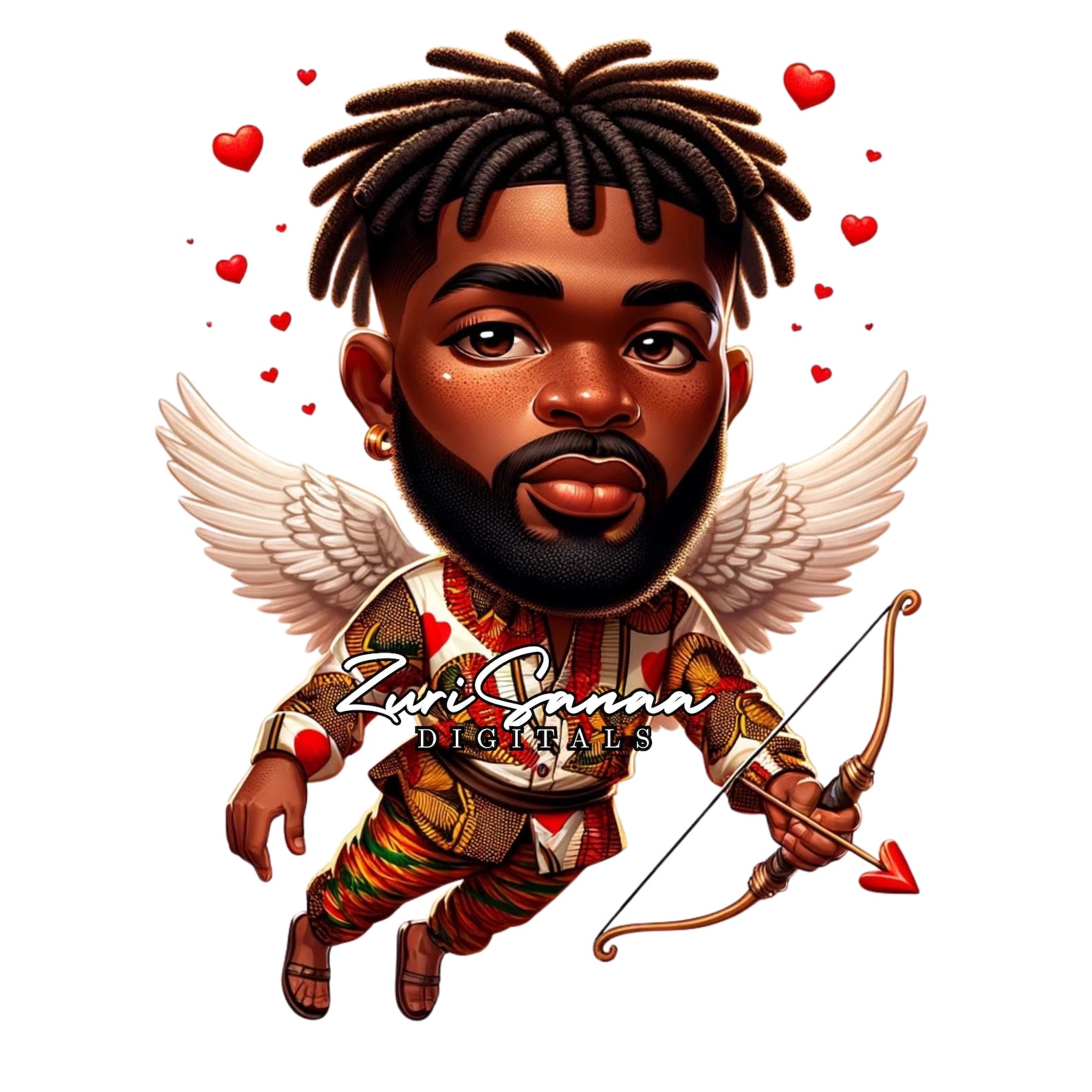 Valentine's Day Cupid Black Man PNG Bundle 10 Files for Commercial Use ...