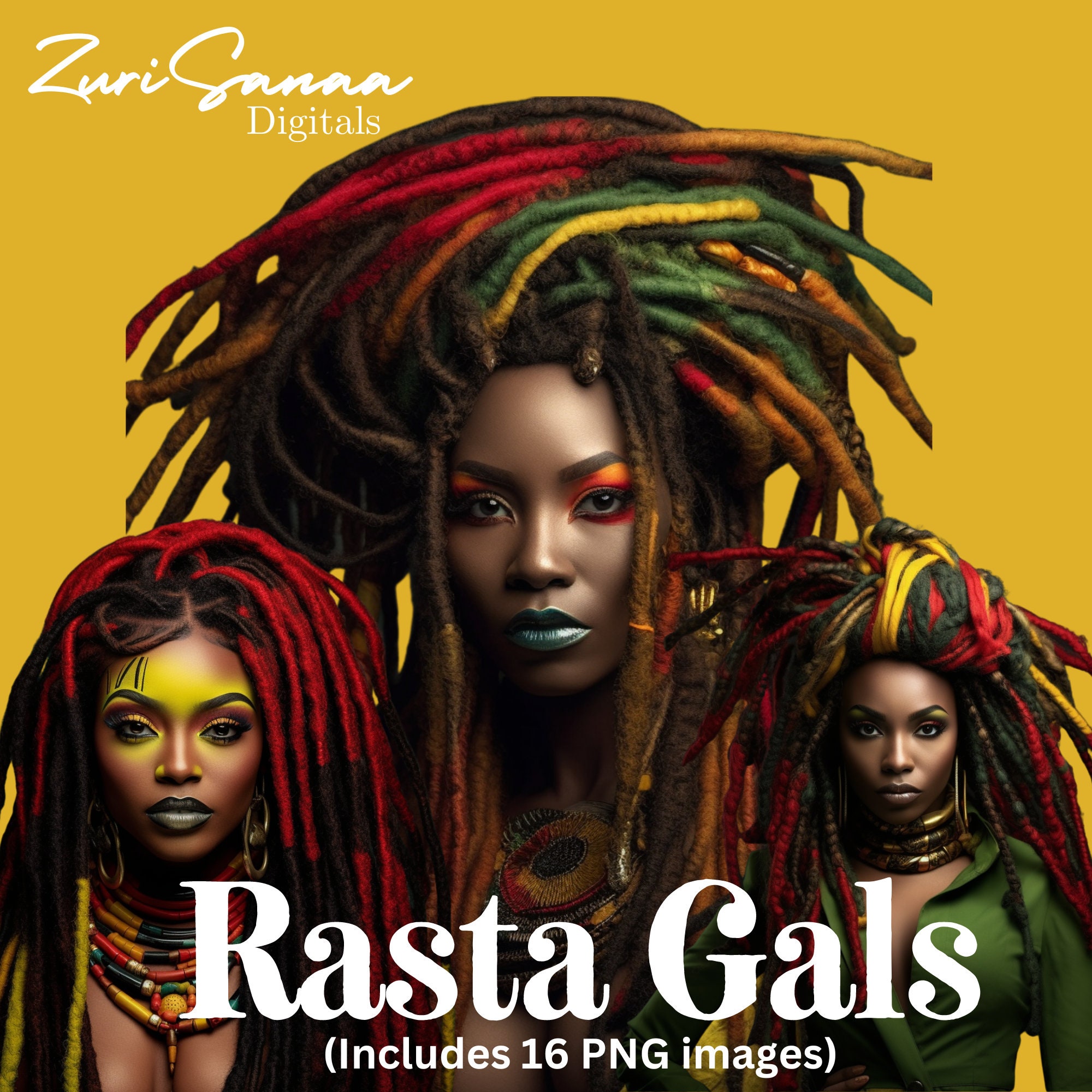 Rasta Gals PNG Digital Download Bundle - 16 Images - Personal and ...
