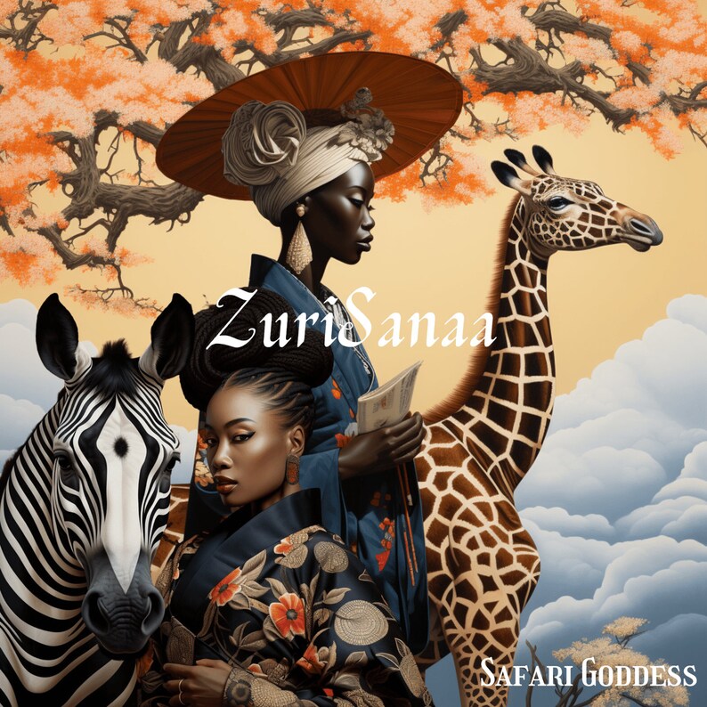 African Safari Goddess - 4 Digital PNG Downloads - Etsy