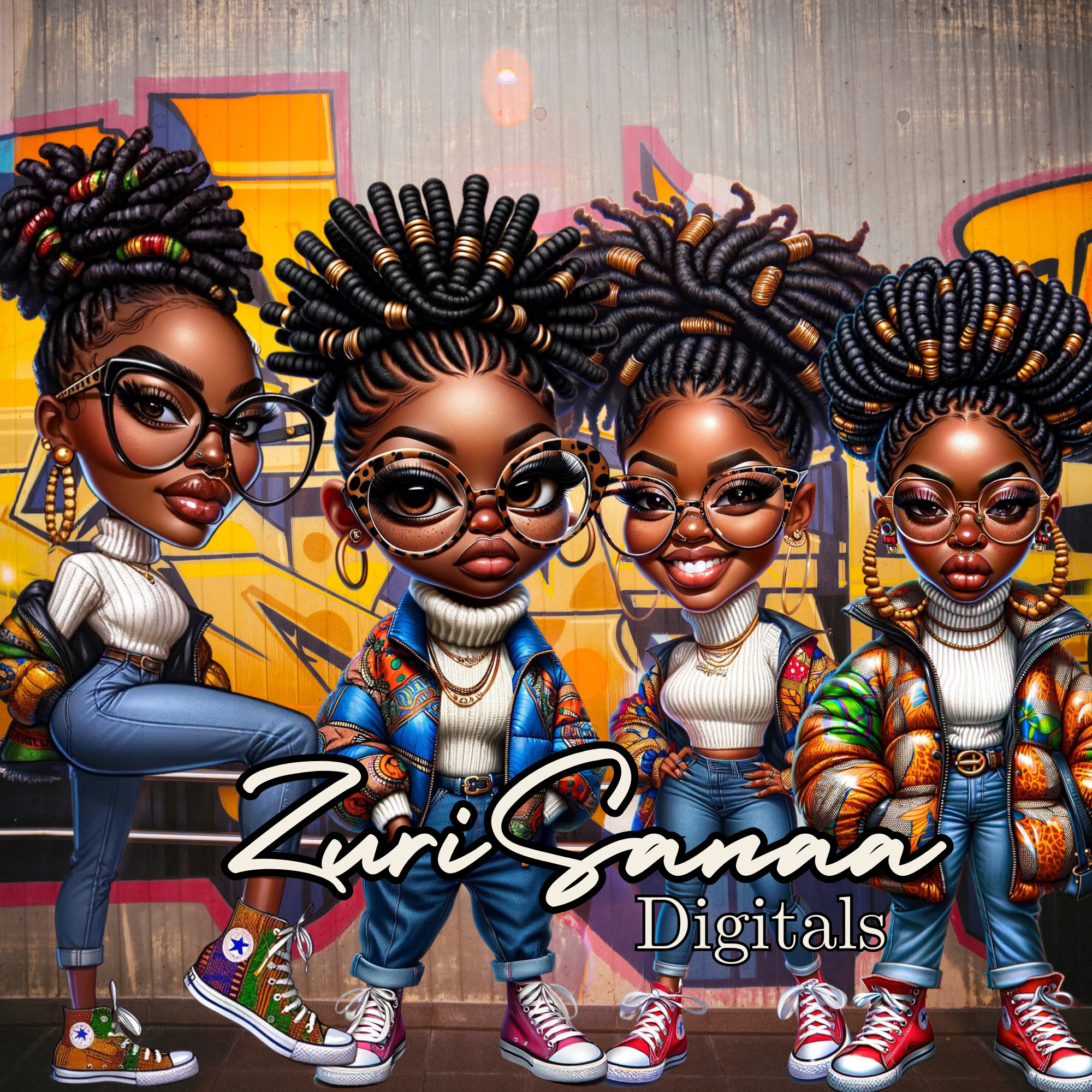 Vibrant Ankara Attire Caricature Digital PNG Collectionhigh Resolution ...