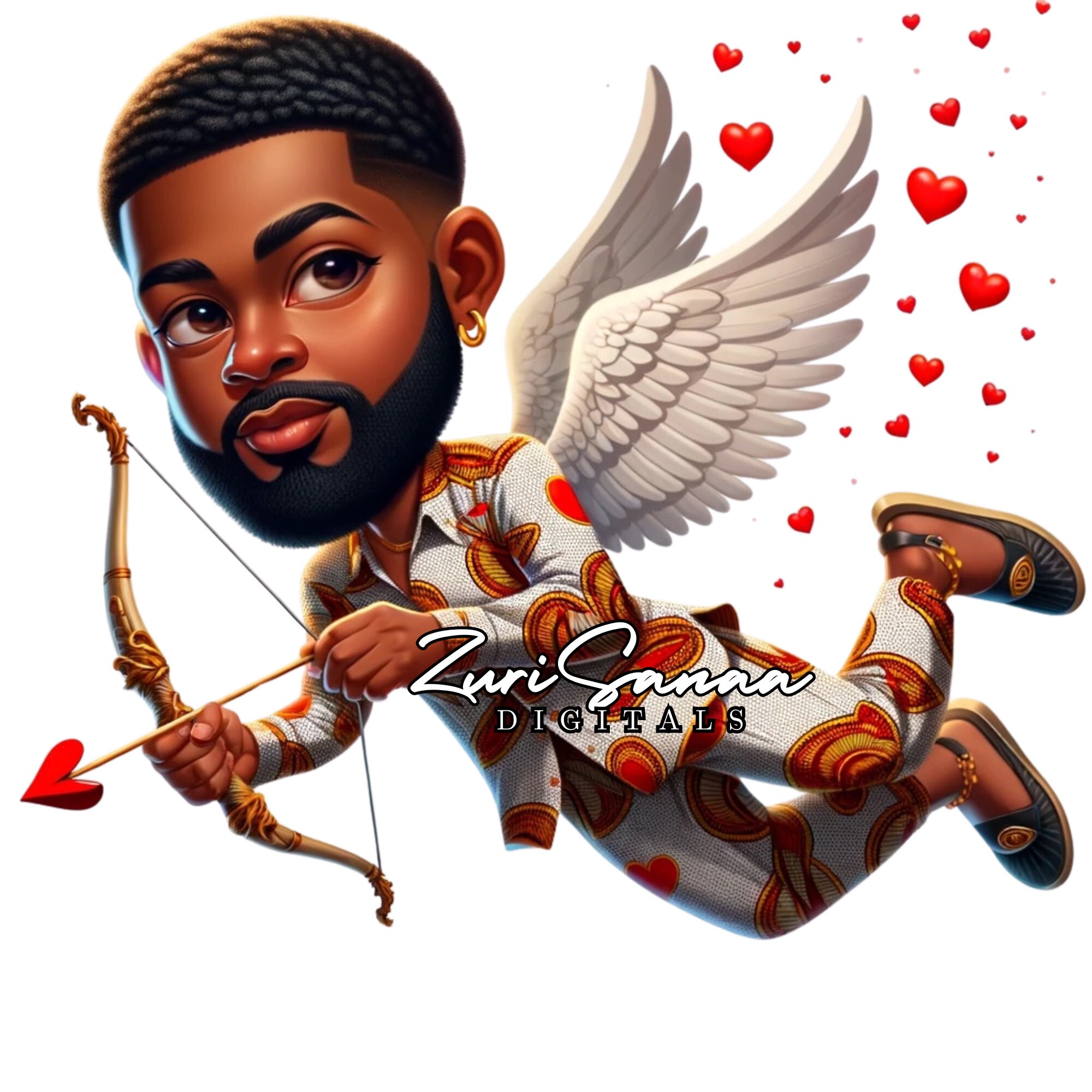 Valentine's Day Cupid Black Man PNG Bundle - 10 Files for Commercial ...