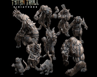 Giant Rat and Rat Swarm Miniature Package Set of 16 3D - Etsy