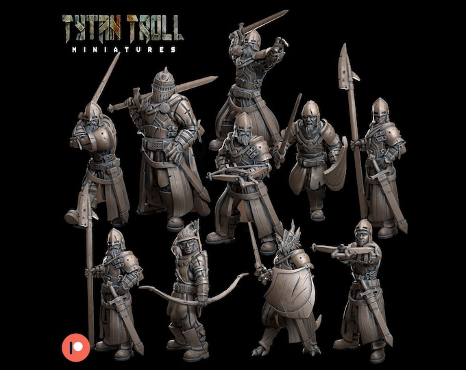 10PC Armored Stronghold Guards, Dnd Miniature Guards for Table Top ...