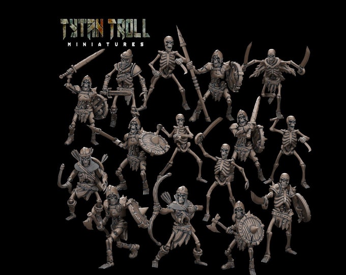 16PC Skeleton Horde, Dnd Miniature Army for Table Top Games, Pathfinder ...