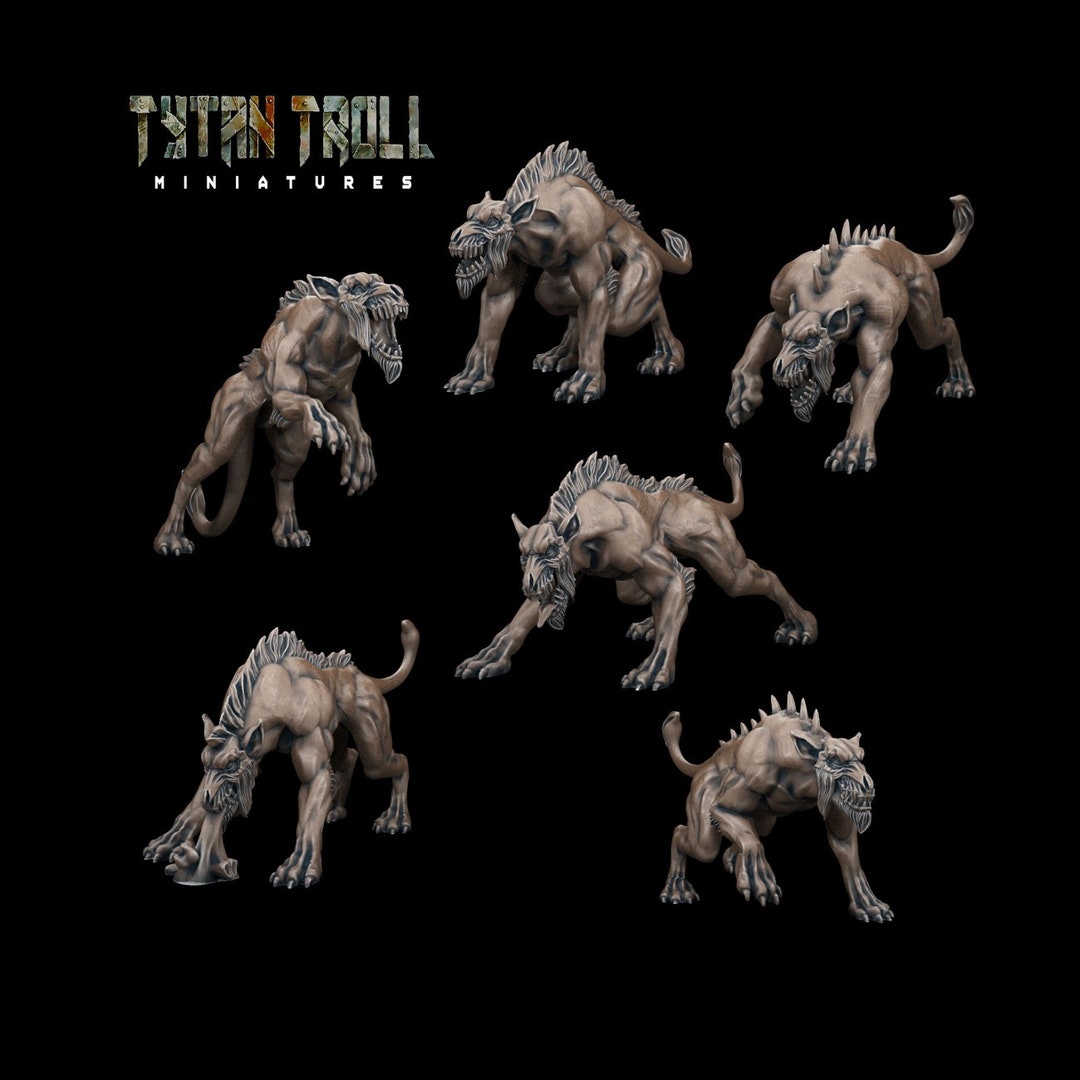 6PC Hellhound Bundle, Miniature Hounds for Table Top Games, Dnd, Wargames, Pathfinder, Minis by ...