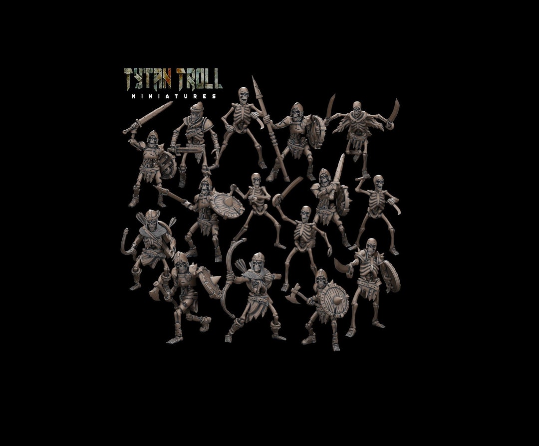 16PC Skeleton Horde, Dnd Miniature Army for Table Top Games, Pathfinder ...