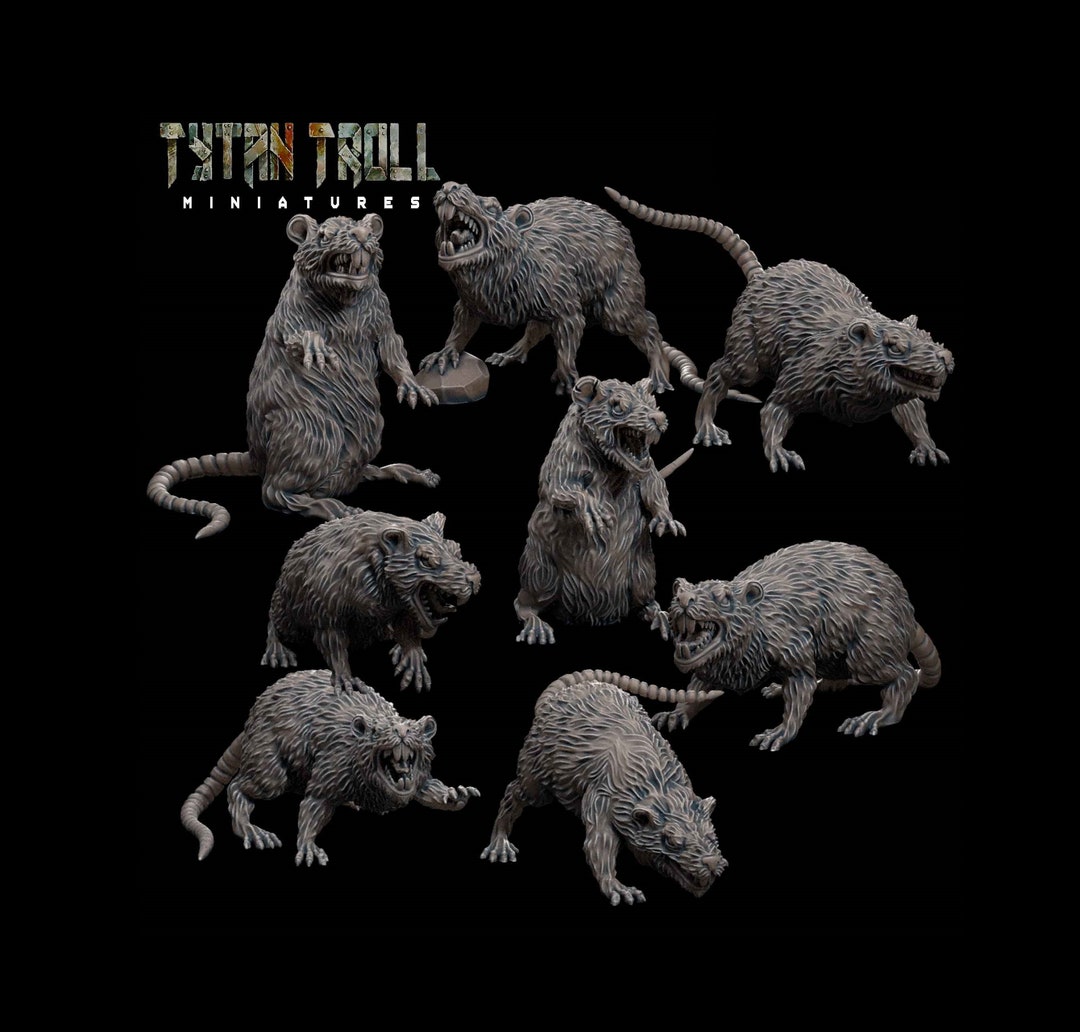 8PC Giant Rat Pack, Dnd Miniatures for Table Top Games, Wargames ...