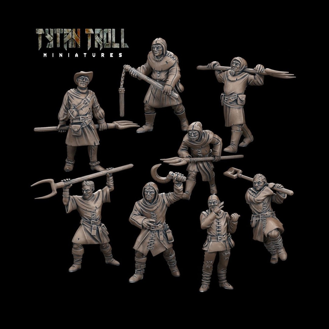 8PC Village MOB, Dnd Miniature MOB for Table Top Games, Wargames ...