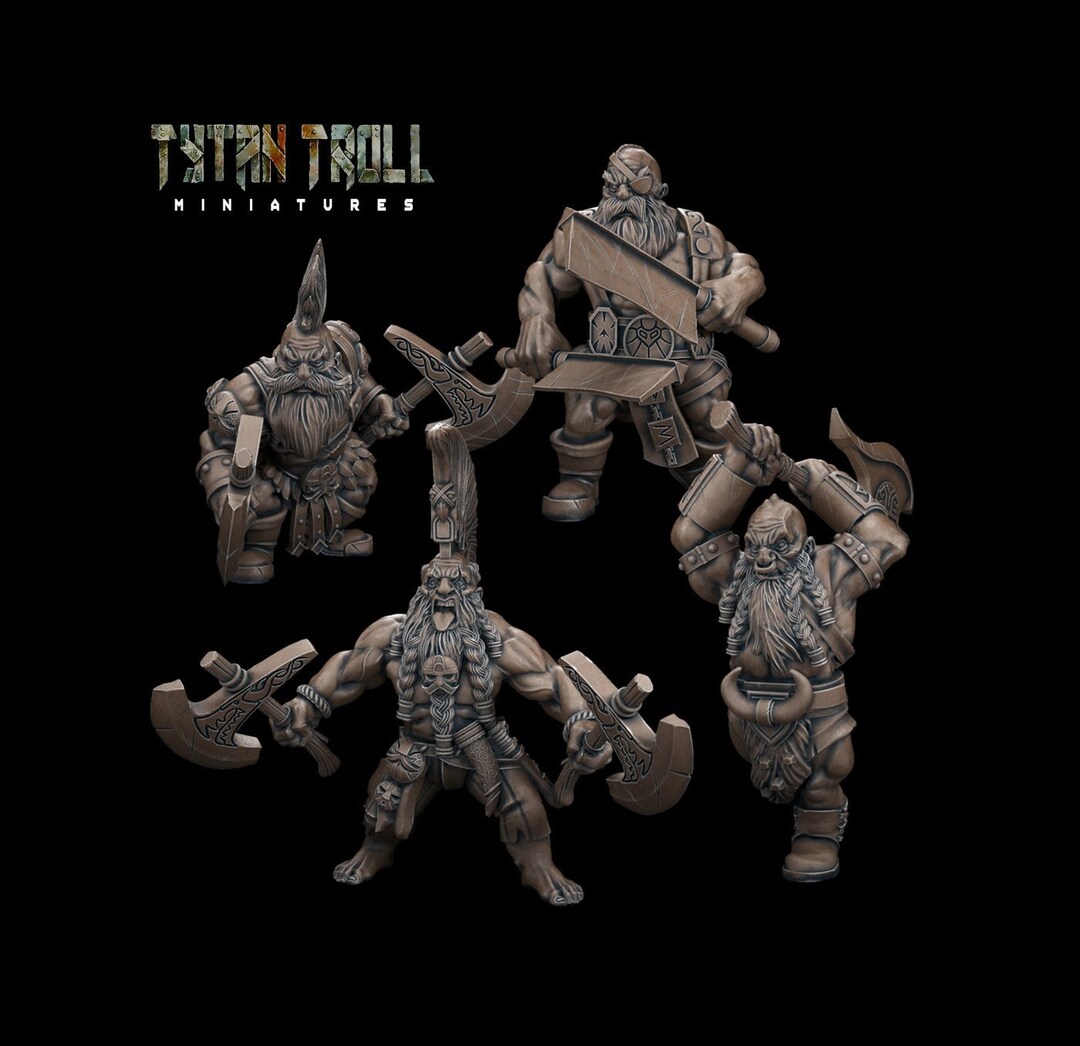4PC Dwarf Miniature Mercenaries for Table Top Games, Pathfinder ...