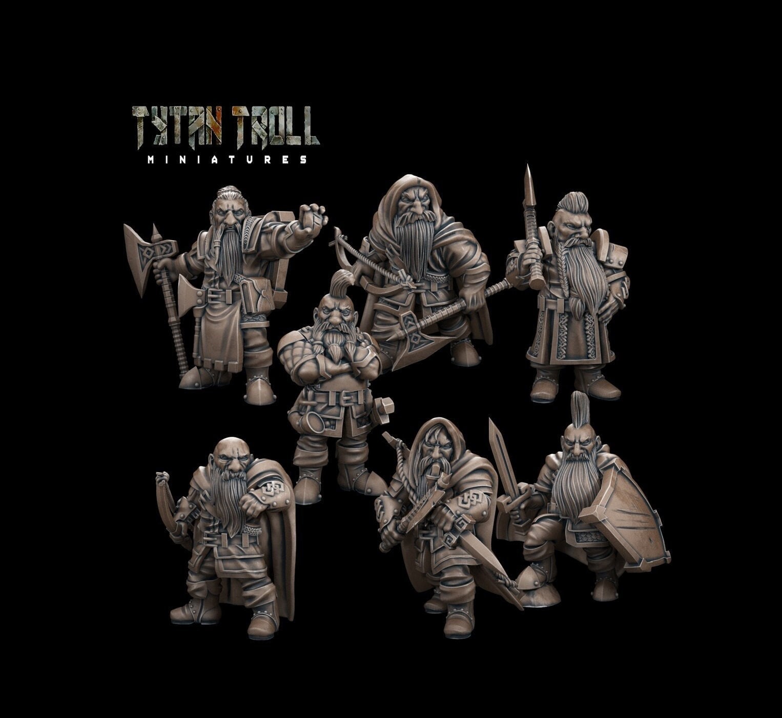 7PC Male Dwarf Mercenaries Dnd Miniature Mercenaries for - Etsy