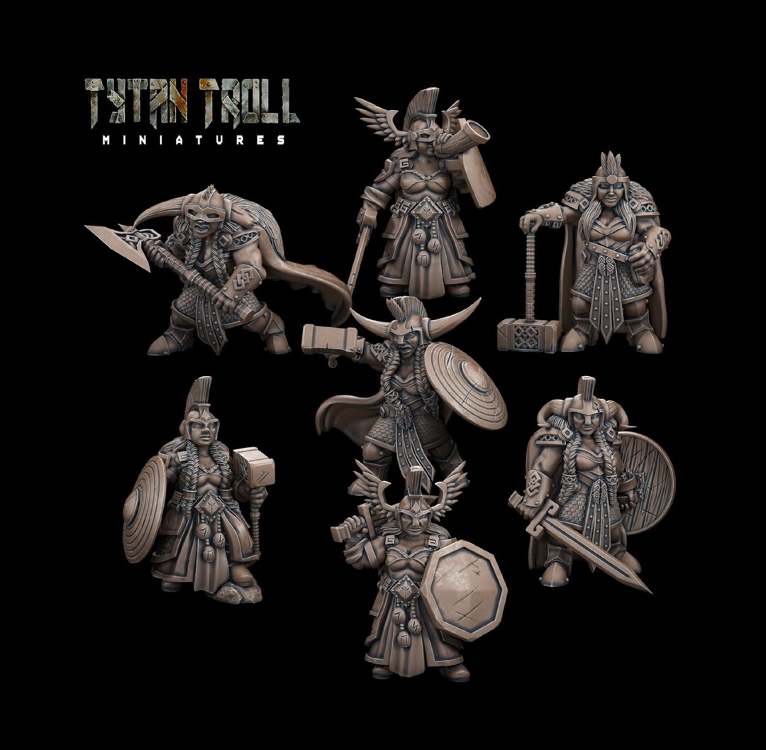 7PC Female Dwarf Mercenaries, Dnd Miniature Mercenaries for Table Top ...