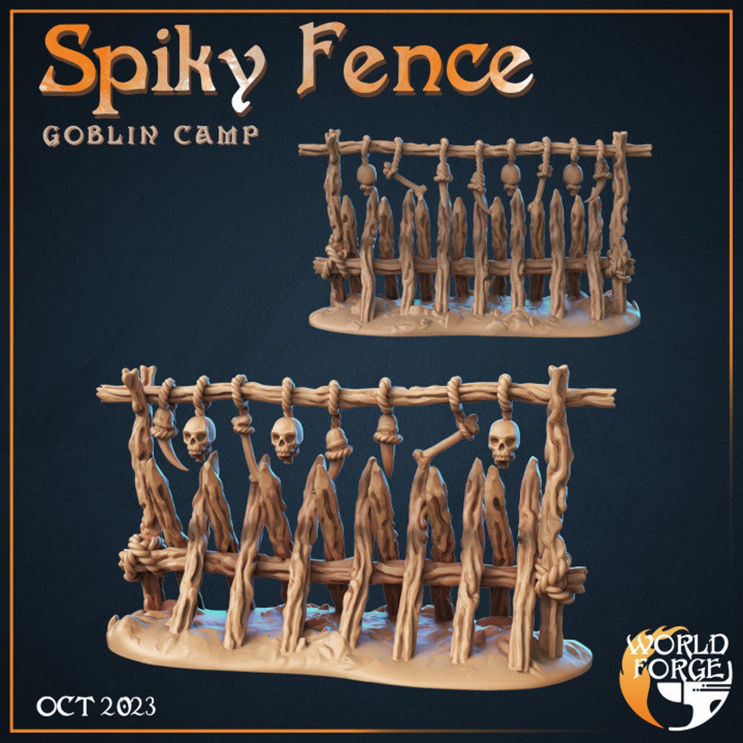 Spiky Fence and Skulls Scatter Terrain for Dnd Dungeons and Dragons ...