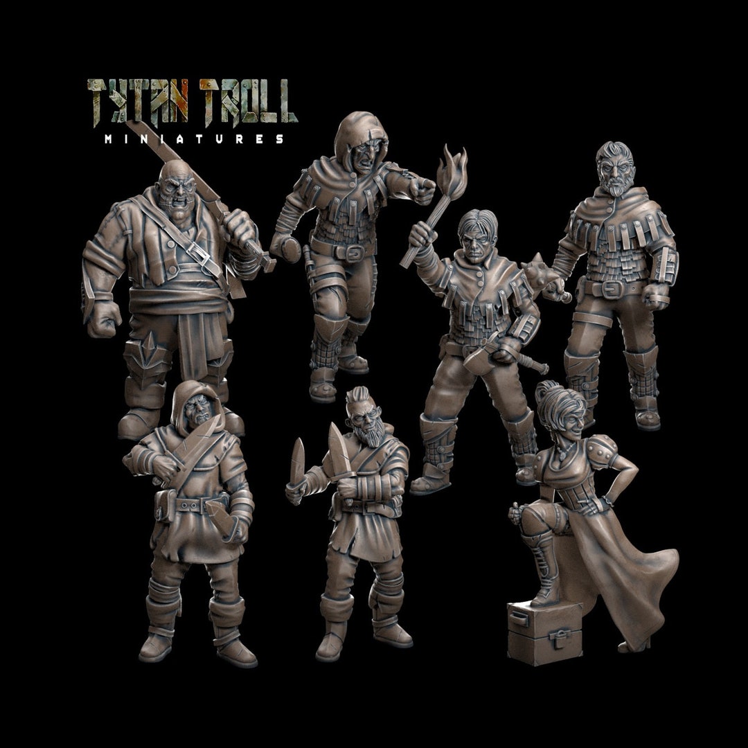 7PC Bandit Squad Miniatures for Table Top Games, Dnd, Pathfinder ...