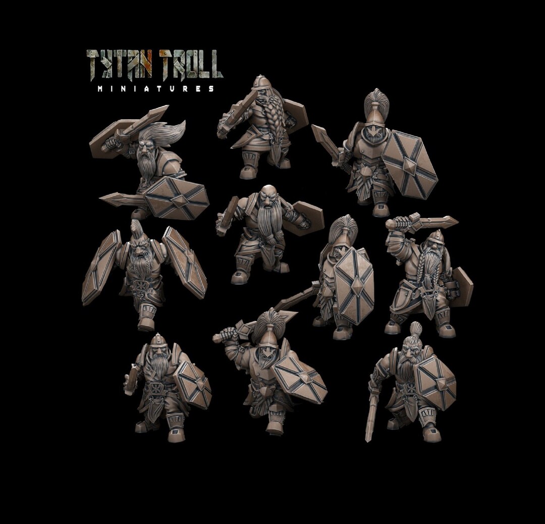 10PC Male Dwarven Guards, Dnd, Dnd Miniature Guards for Table Top Games ...