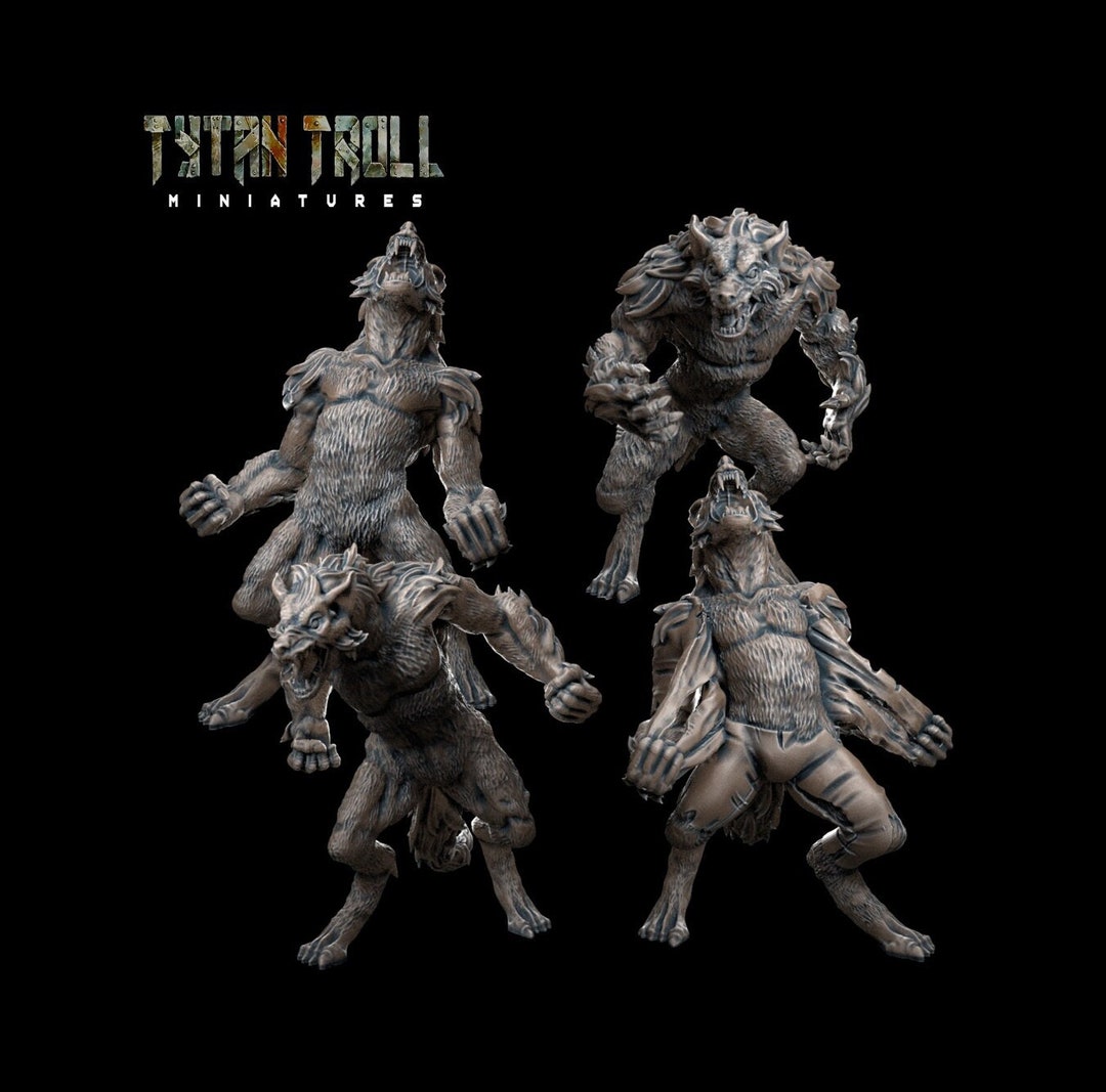 4PC Werewolf Pack, Dnd Monster Miniature for Table Top Games ...