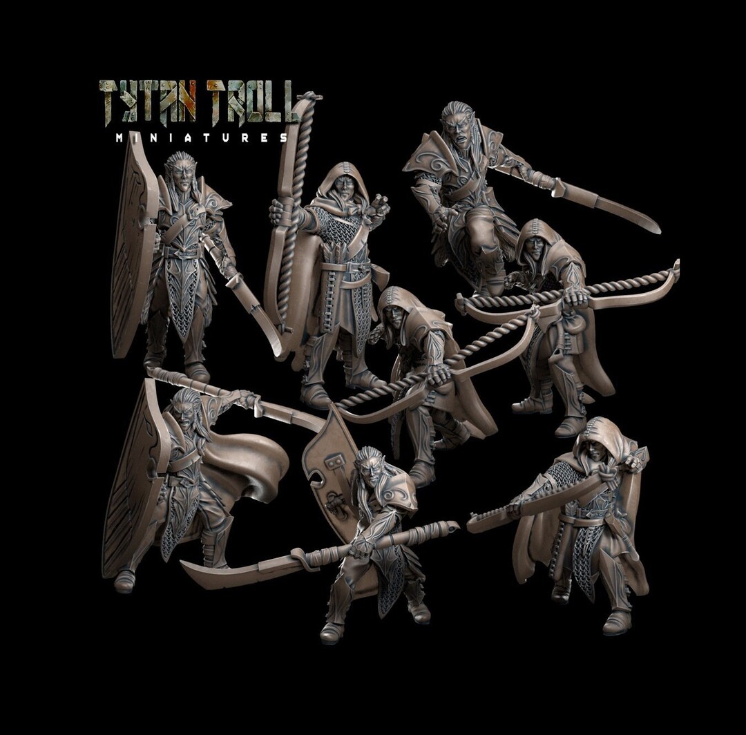 8PC Elf Miniature Army for Table Top Games, Dnd, Wargames, Pathfinder ...