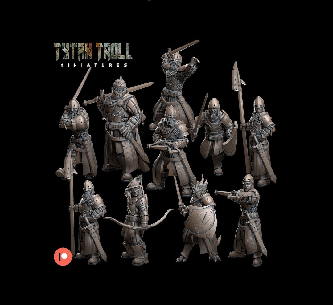 10PC Armored Stronghold Guards, Dnd Miniature Guards for Table Top ...