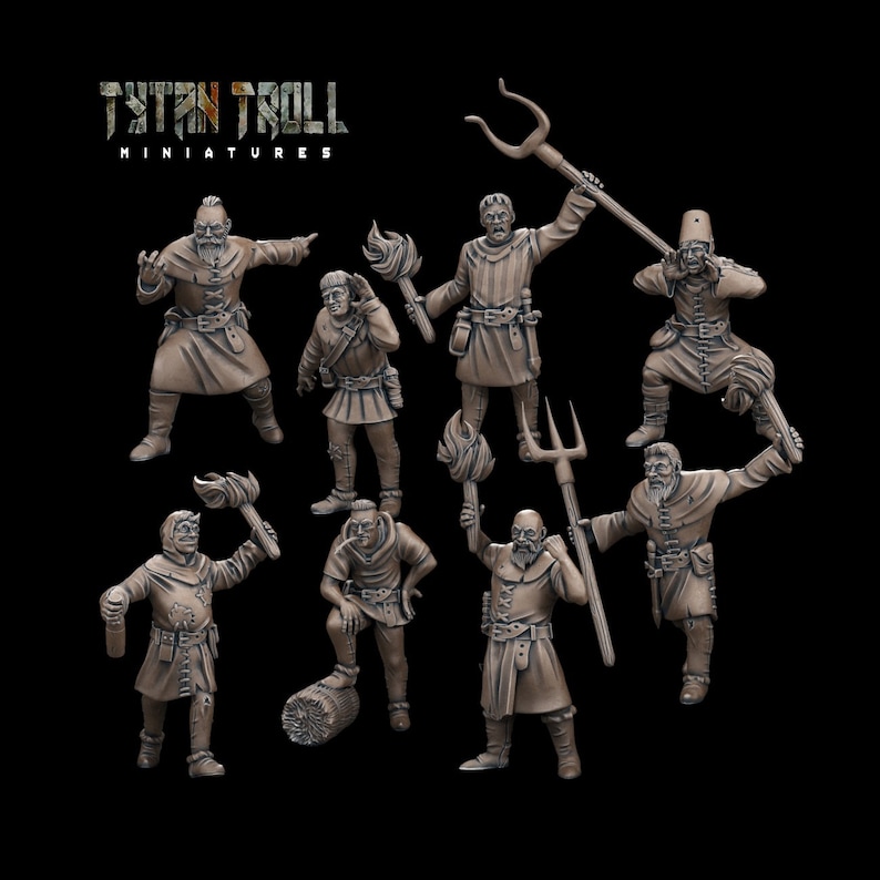 8PC Mob Villagers Dnd Miniature Mob for Table Top Games - Etsy