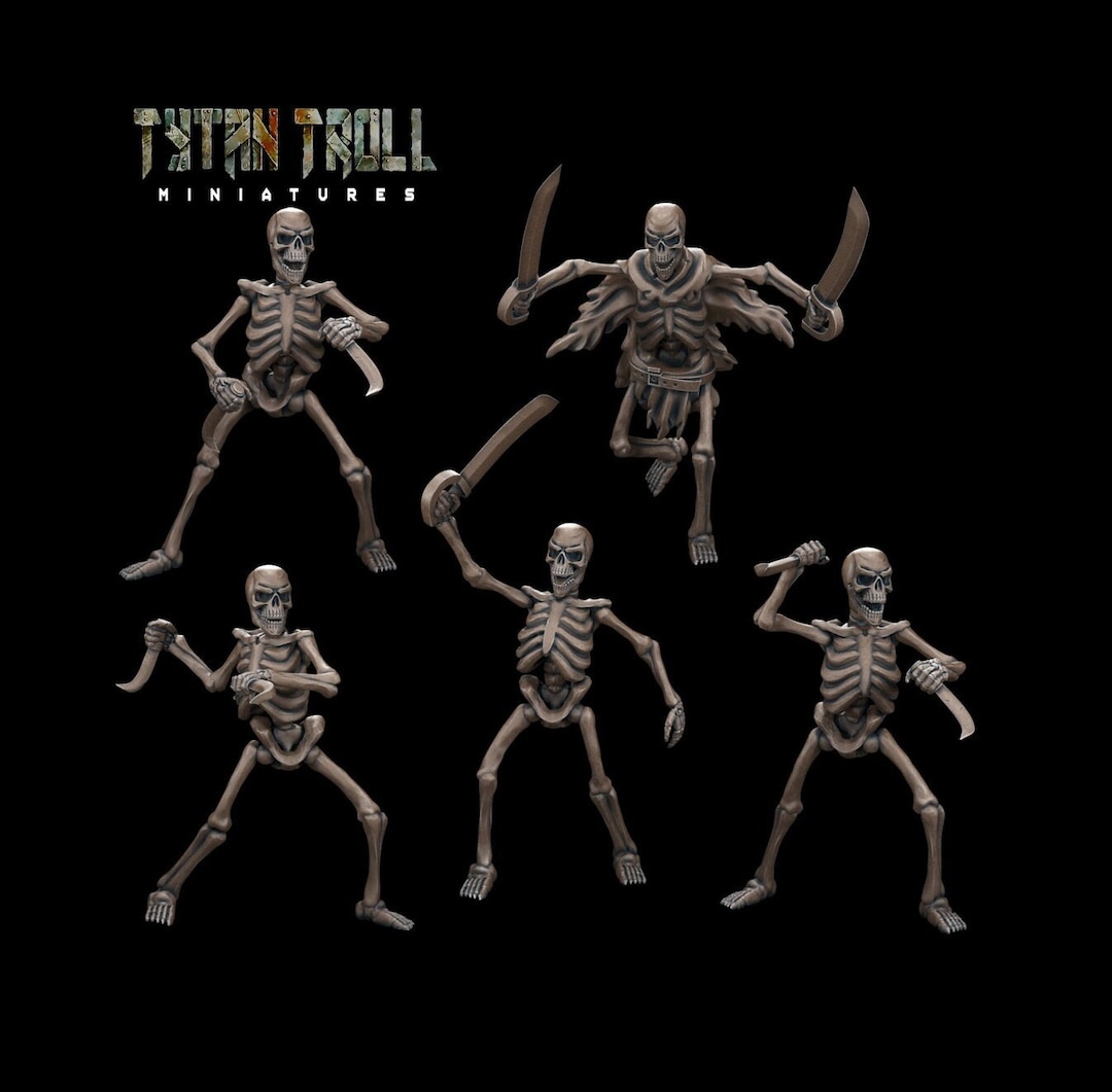6PC Unarmored Skeleton Pack, Dnd Miniature Army for Table Top Games ...