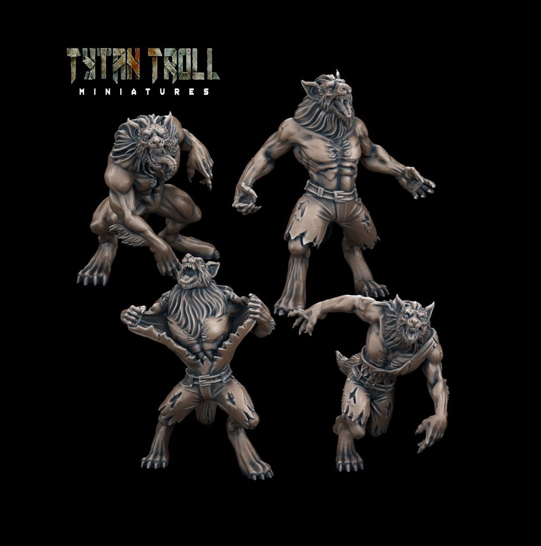 4PC Werewolf Pack, Dnd Monster Miniature for Table Top Games ...