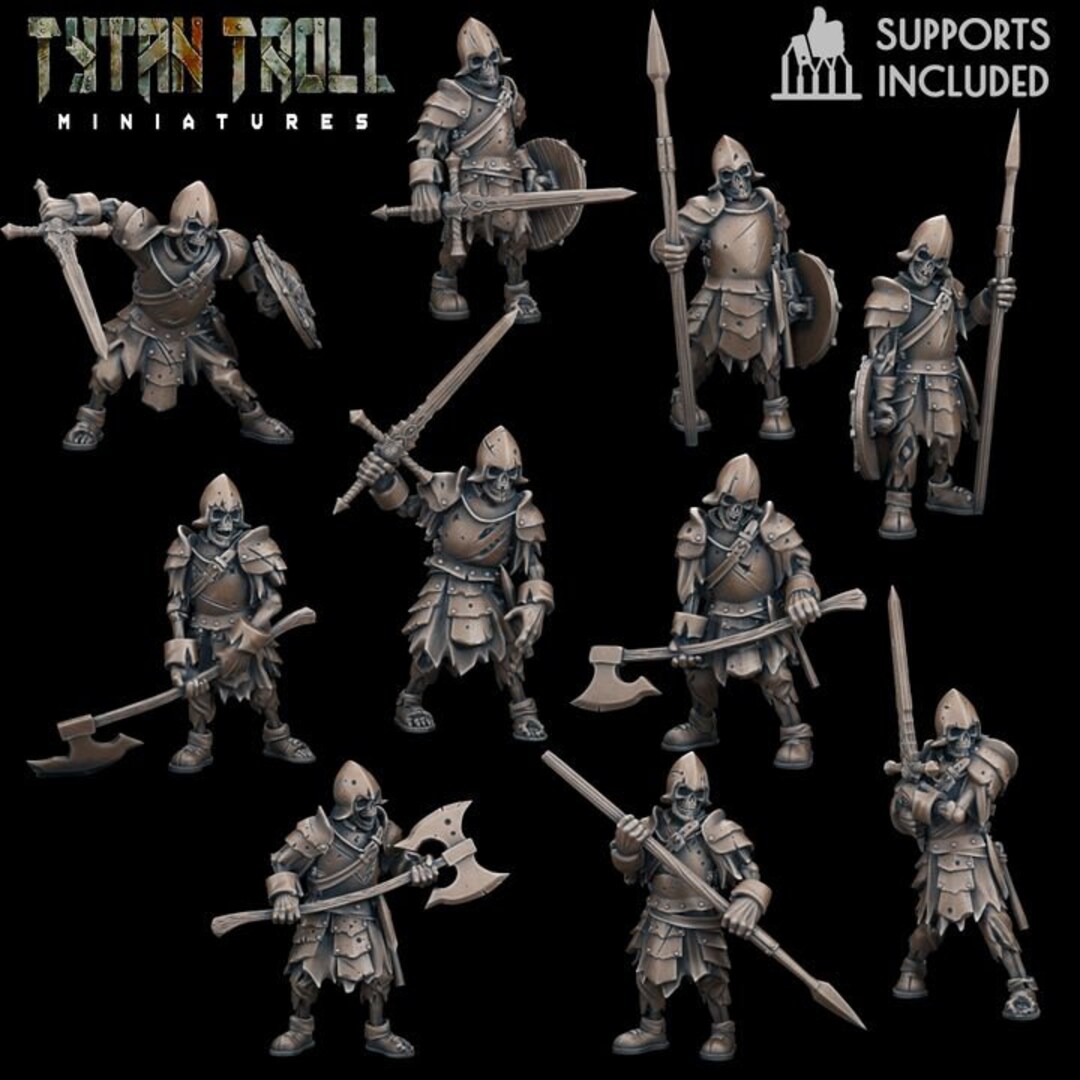 10PC Skeleton Warrior Bundle 28mm/32mm TTRPG Dnd Scatter Terrain ...