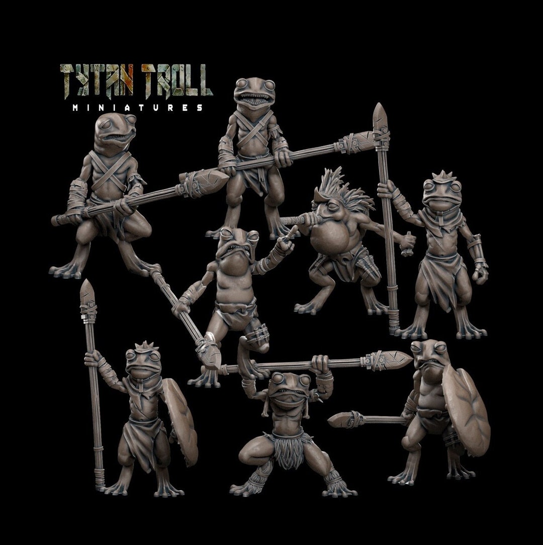 9PC Frog Warrior Tribe, Dnd Miniature Gnolls for Table Top Games ...