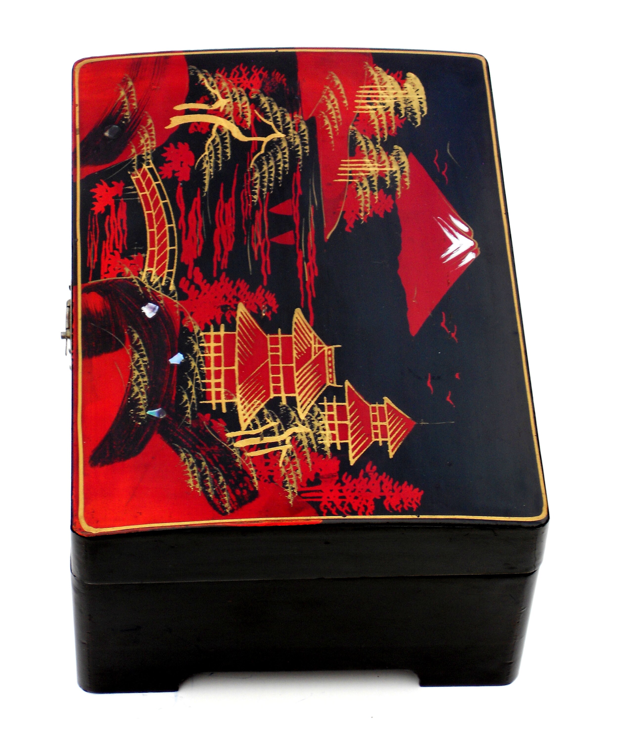 1950's JAPANESE JEWELRY BOX Hand Painted High Gloss - Etsy
