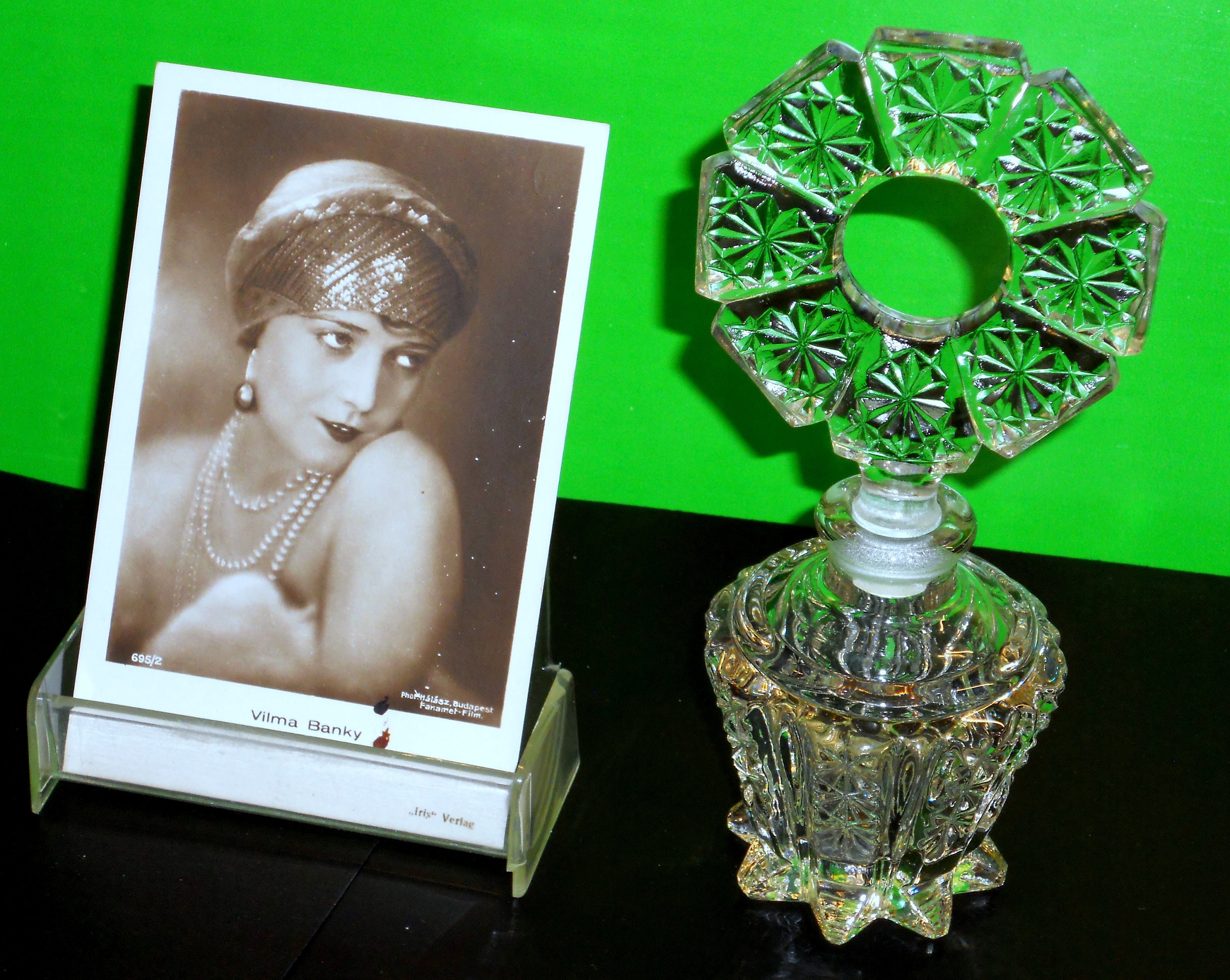 1930's ART DECO 7" PERFUME Bottle - Donut Hole Style Stopper ...