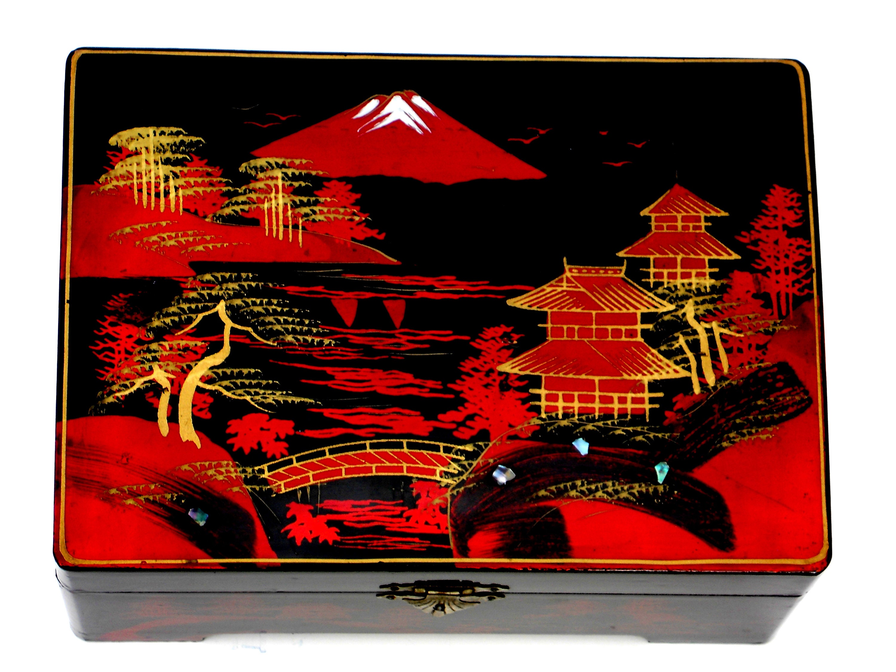 1950's JAPANESE JEWELRY BOX Hand Painted High Gloss - Etsy