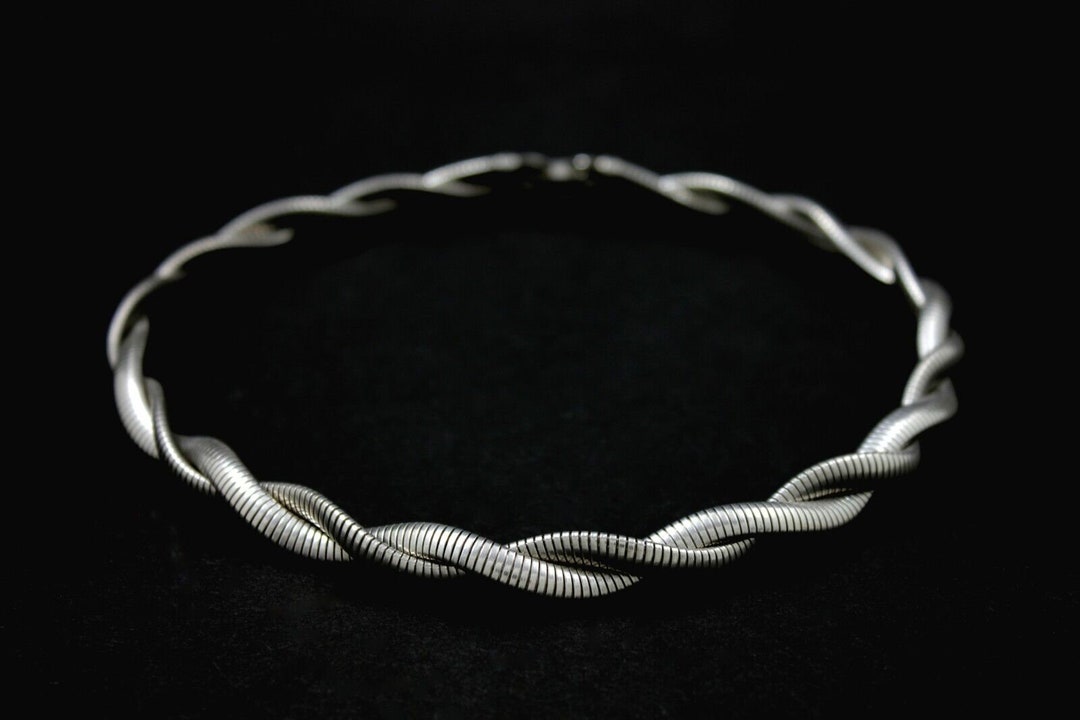 Signed Forstner Sterling Silver Double Snake Chain Collar Necklace - 15 ...