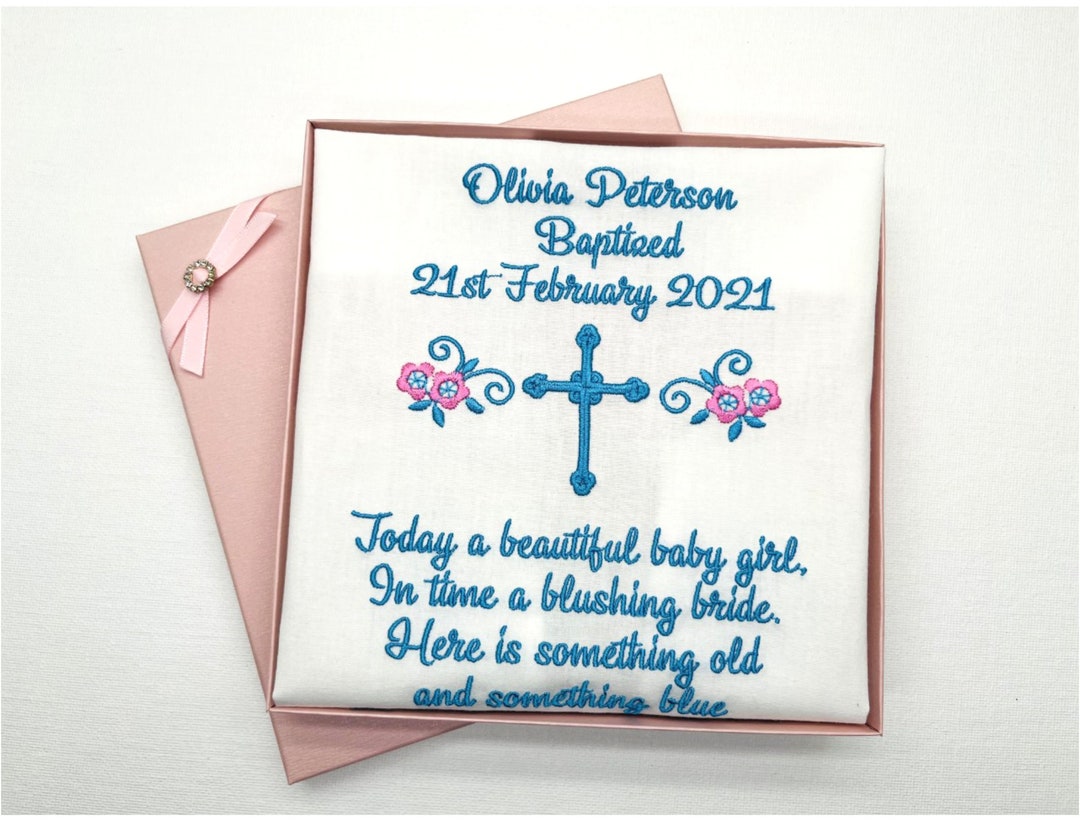 Baptism Handkerchief, Baptism Gift, Christening Handkerchief E008 - Etsy