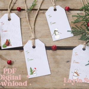 Printable Holiday Snowman Gift Tags Digital Download - Etsy