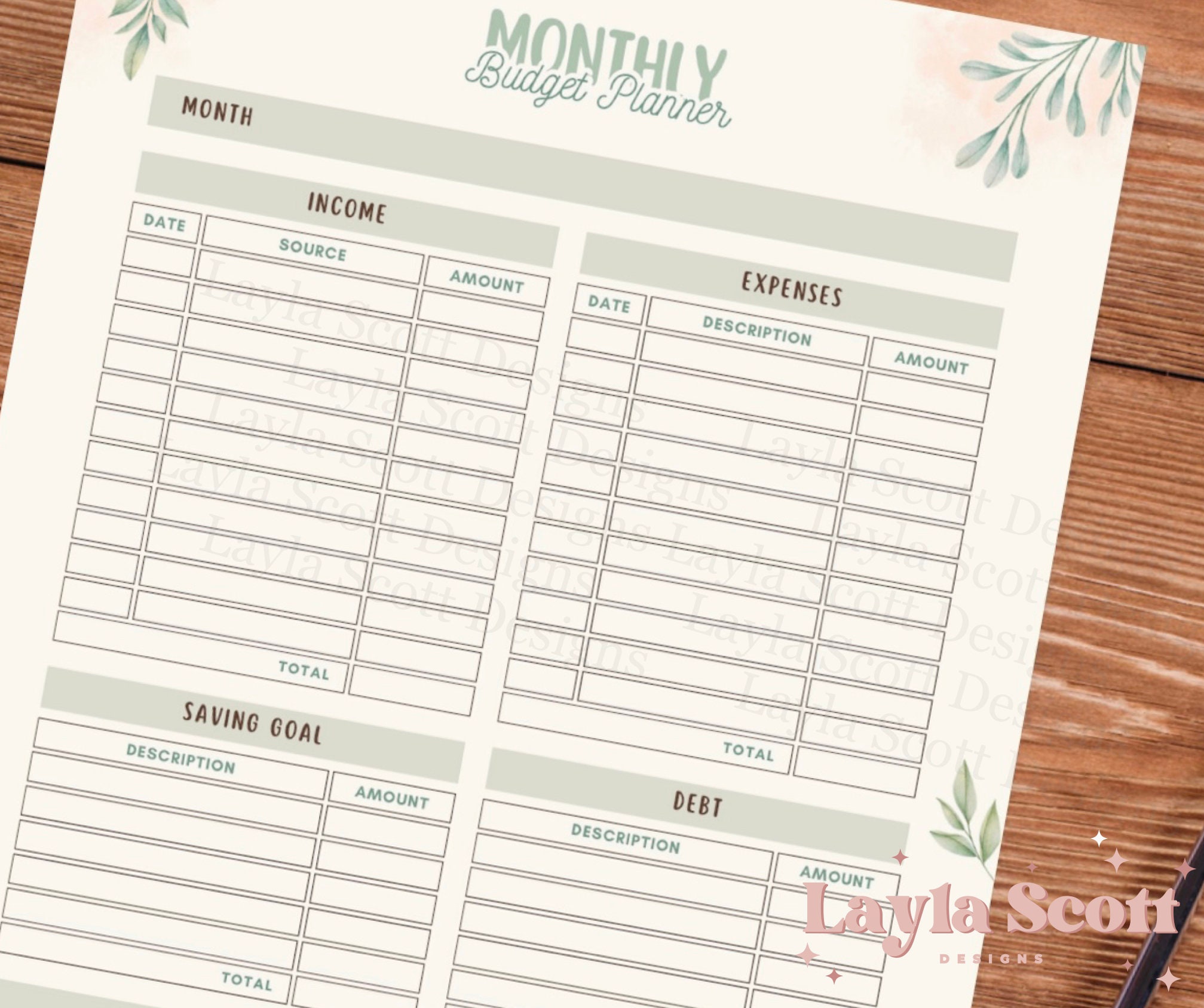 Printable Monthly Budget Planner Digital Download , Saving , Frugal ...