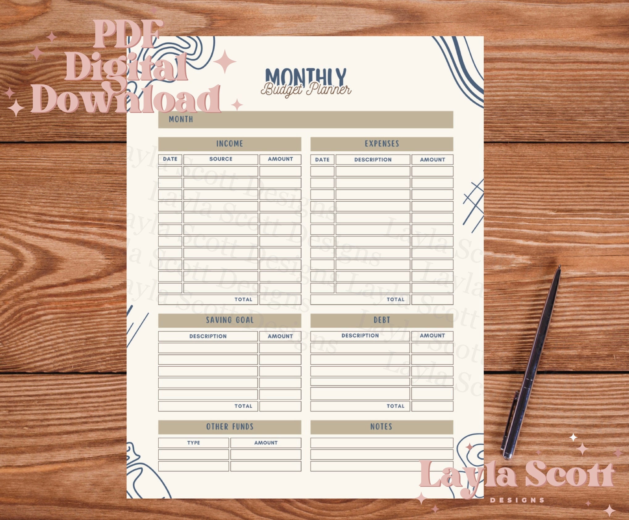 Printable Monthly Budget Planner Digital Download , Saving , Frugal ...