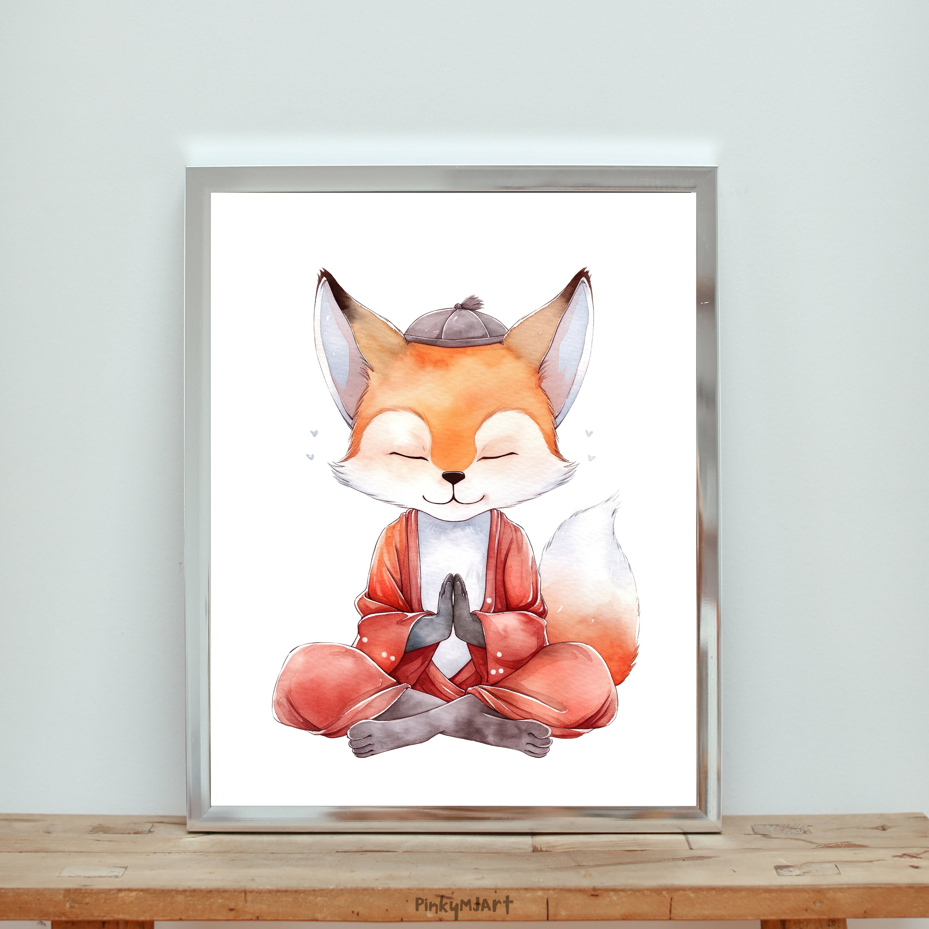 Meditating Zen Fox Therapy Printable Digital in PNG & JPG - Etsy