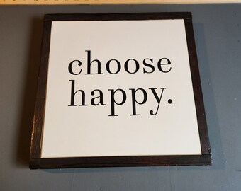 Choose Happy Distressed Wood Sign With Wreath - Etsy