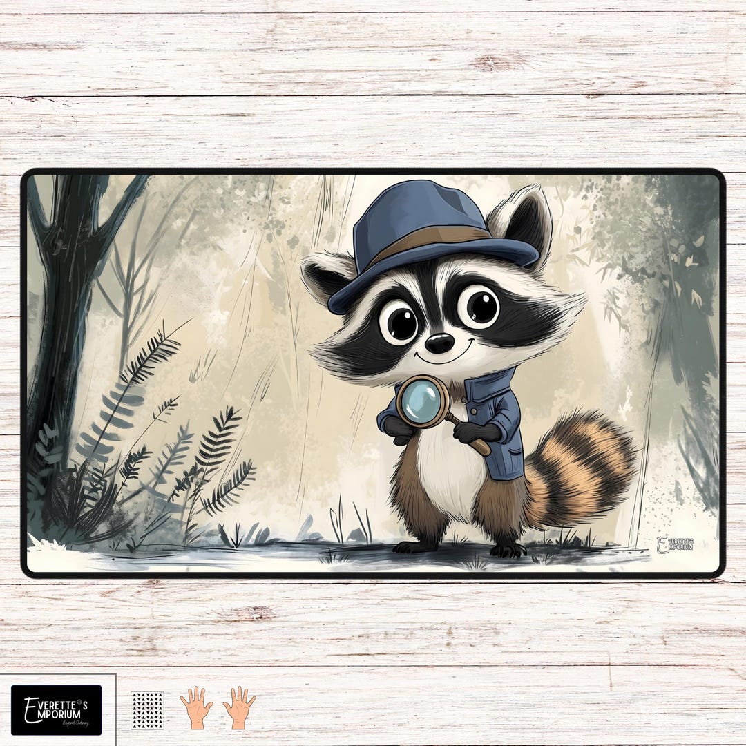 Rascal the Raccoon TCG Playmat or Desk Mat - 24" X 14" or 31.5" X 15.5 ...