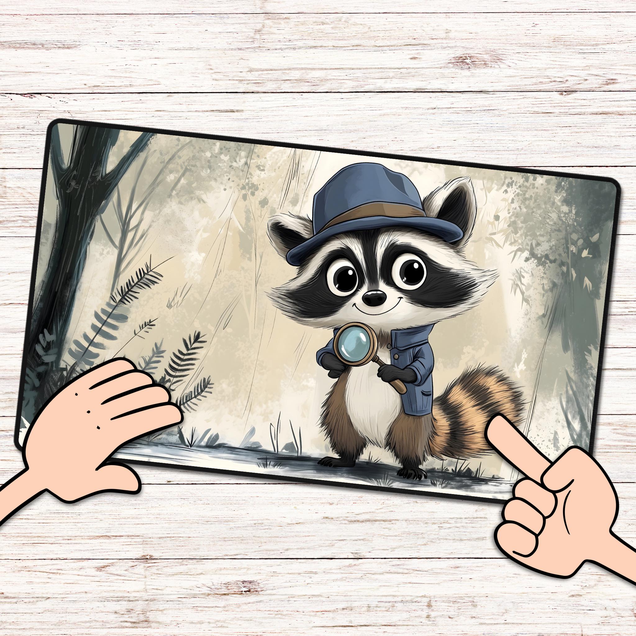 Rascal the Raccoon TCG Playmat or Desk Mat - 24" X 14" or 31.5" X 15.5 ...