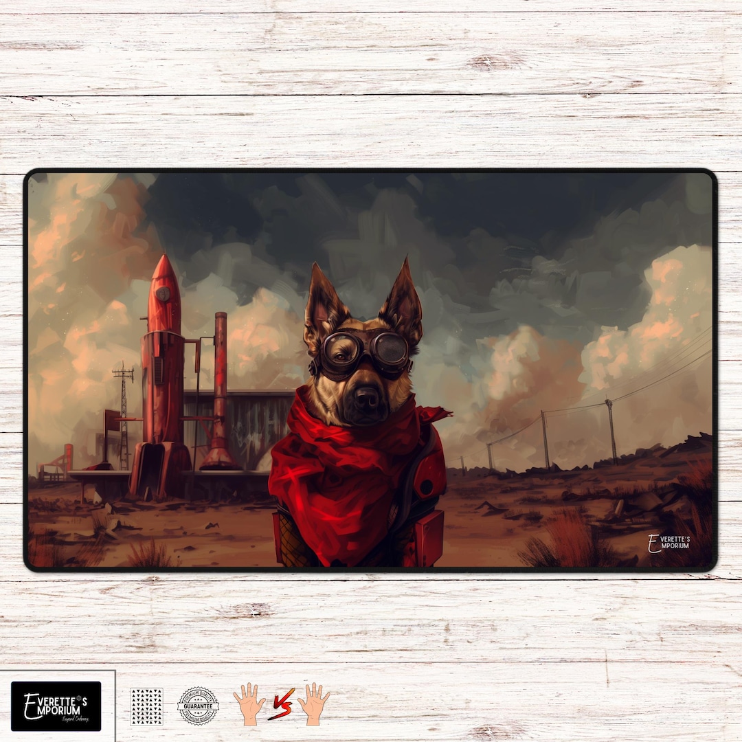 Dogmeat Red Rocket Defender - TCG Playmat or Desk Mat (24" X 14" or 31. ...