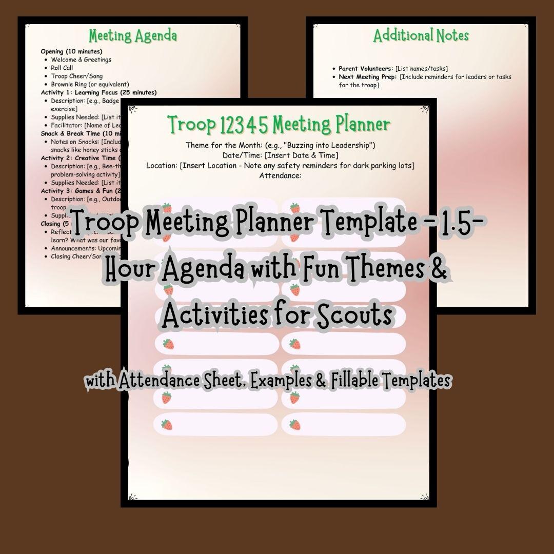 Troop Meeting Planner Template - 1.5-hour Agenda With Fun Themes ...
