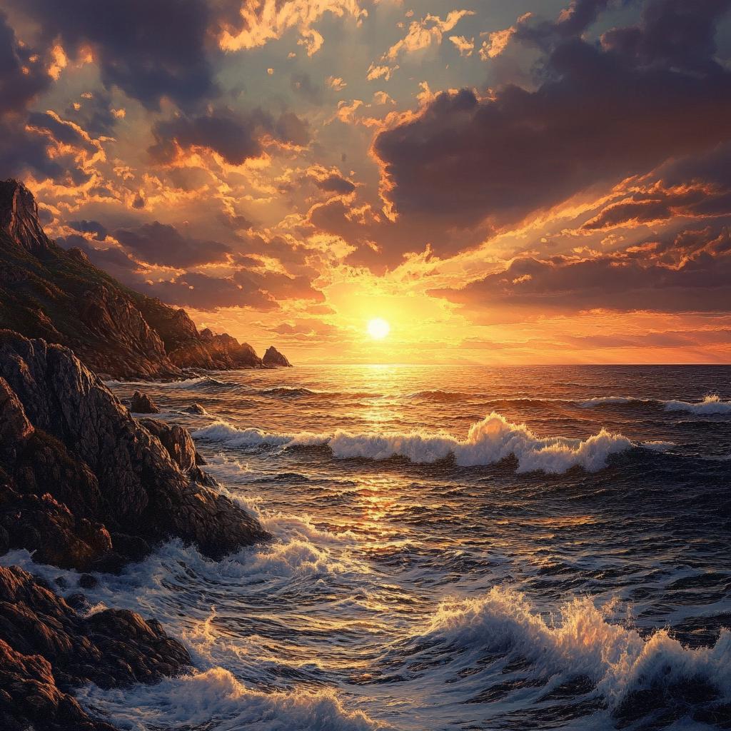 Beach Digital Art Print | Coastal Wall Art | Ocean Sunset Printable ...