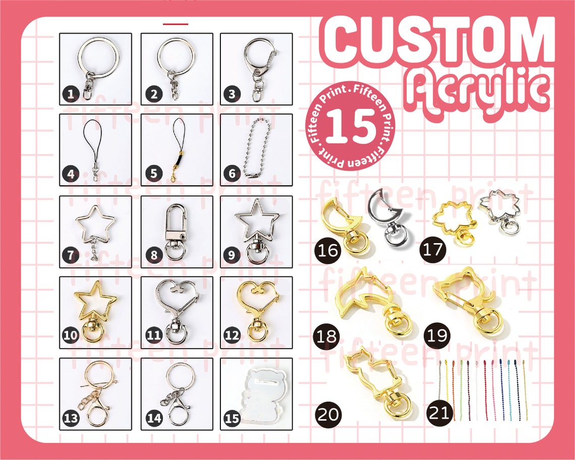 Custom Acrylic Keychain Charm Standee 8mm Block Holographic Laminate ...