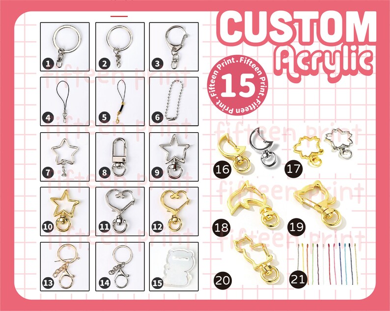 Custom Acrylic Keychain Charm Standee 8mm Block Holographic Laminate ...