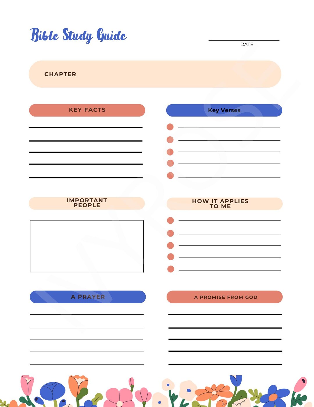 Bible Study Guide, Bible Study Template, Bible Chapter Study Guide ...