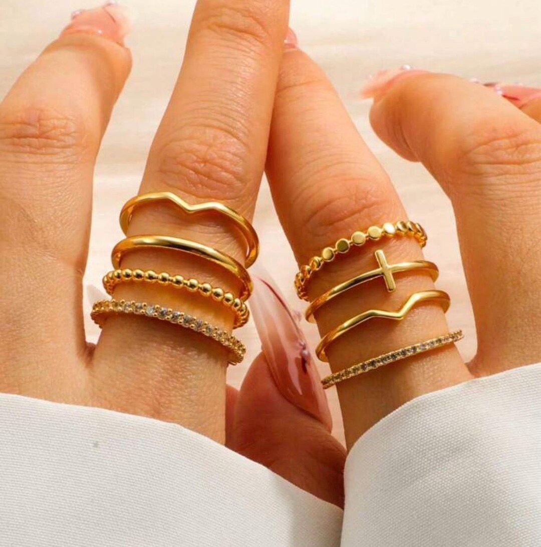 Stackable Rings Set, Minimalist Rings, Gold Stackable Rings, Silver ...