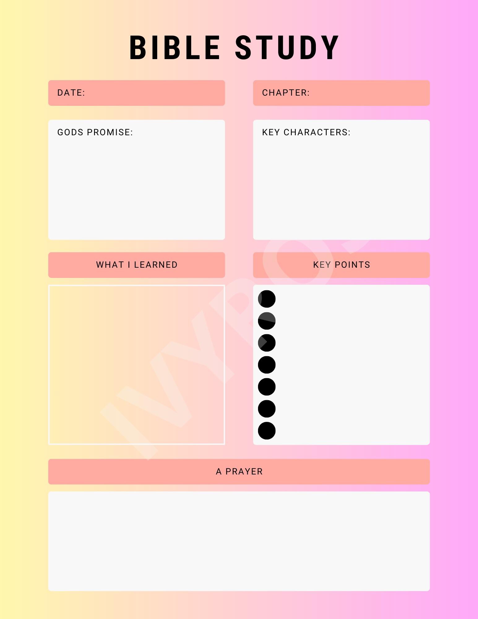 Bible Study Template, Bible Study Guide, Bible Chapter Study Guide ...