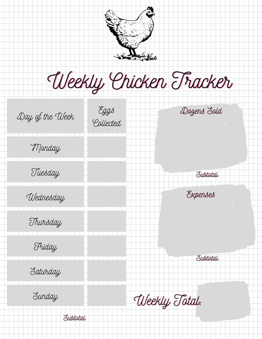 Weekly Chicken Tracker Download - Etsy