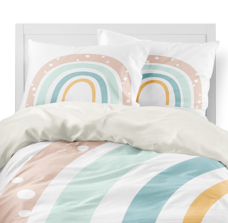 Girl's Boho Rainbow Bedding, Kids Comforter, Girls Room, Rainbow ...